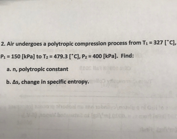 Solved 2. Air undergoes a polytropic compression process | Chegg.com