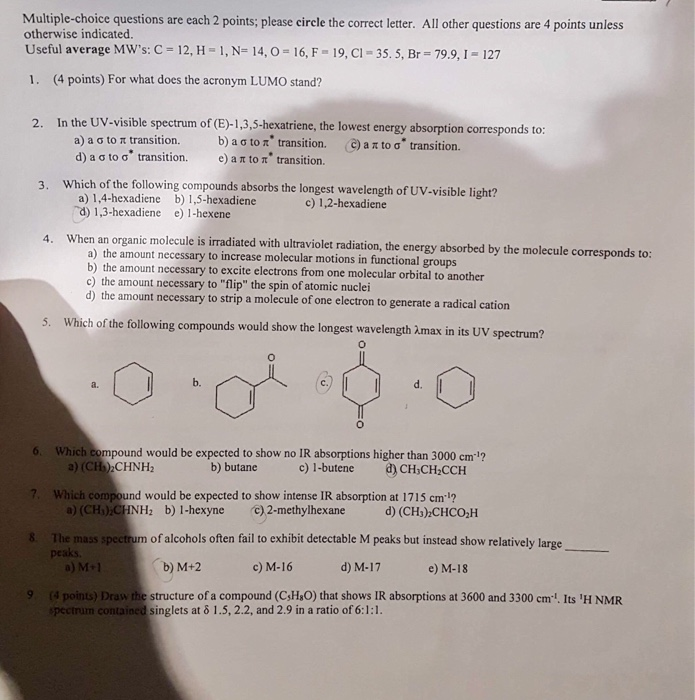 Solved Multiple-choice questions are each 2 points; please | Chegg.com