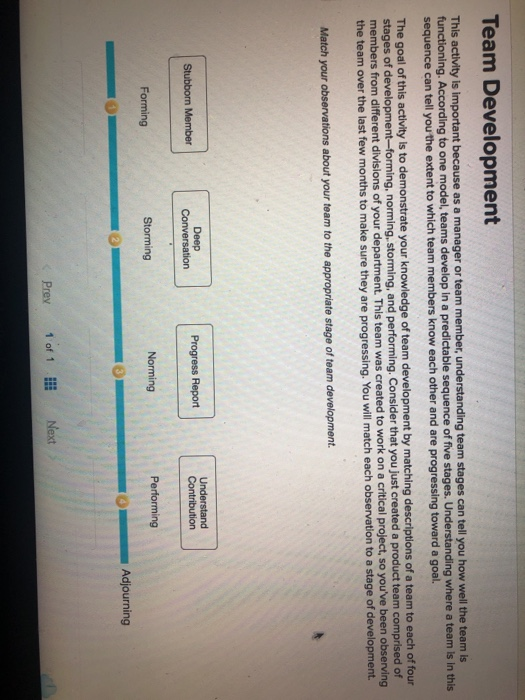 Solved Team Development This activity is important because | Chegg.com