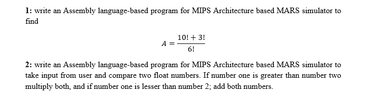 Solved I need this program in MARS simulator with | Chegg.com