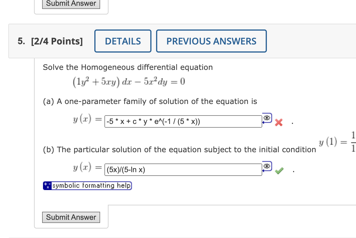 Solved Solve the Homogeneous differential equation | Chegg.com