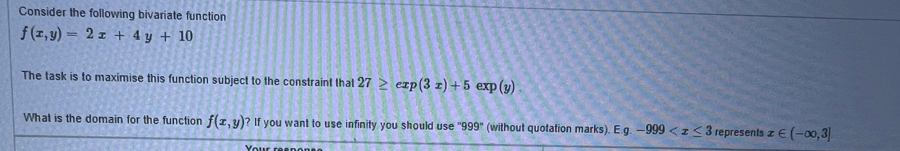 Solved Consider the following bivariate function | Chegg.com