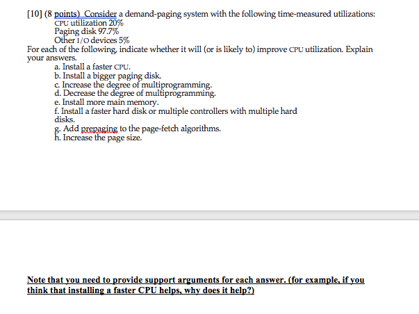 [10] (8 points) Consider a demand-paging system with | Chegg.com