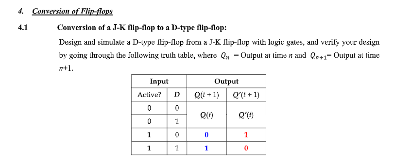 Solved 4. Conversion of Flip-flops 4.1 Conversion of a J-K | Chegg.com