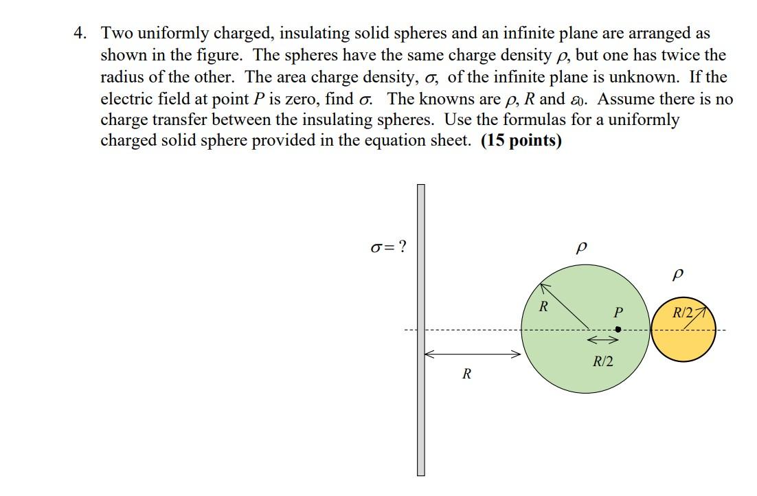 Solved 4. Two uniformly charged, insulating solid spheres | Chegg.com