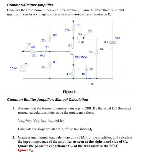 Solved Common-Emitter Amplifier Consider the Common-emitter | Chegg.com