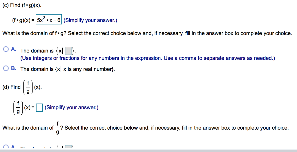 Solved For the given functions f and g, complete parts | Chegg.com