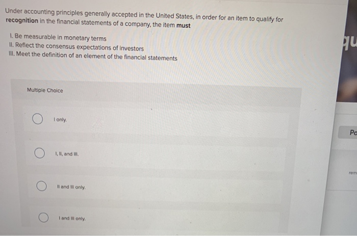 Solved Under accounting principles generally accepted in the | Chegg.com