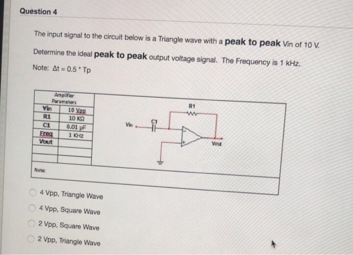 Solved Question 4 The input signal to the circuit below is a | Chegg.com