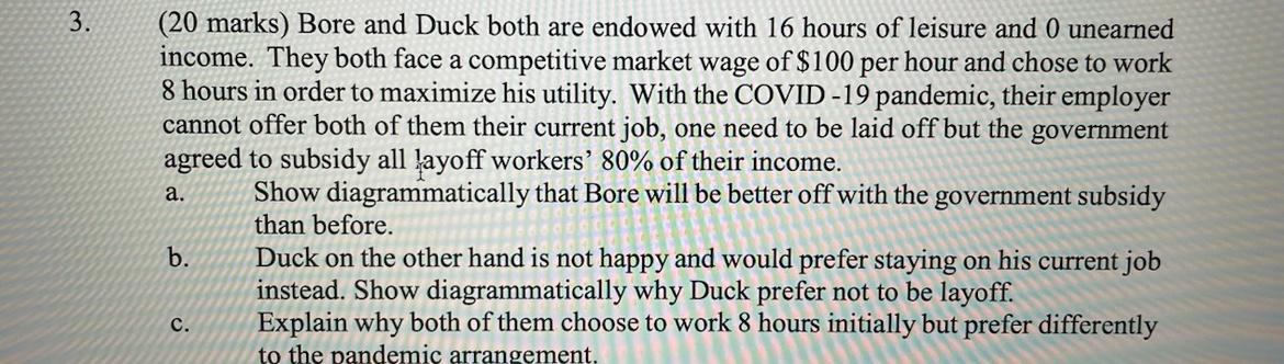 Solved (20 marks) Bore and Duck both are endowed with 16 | Chegg.com