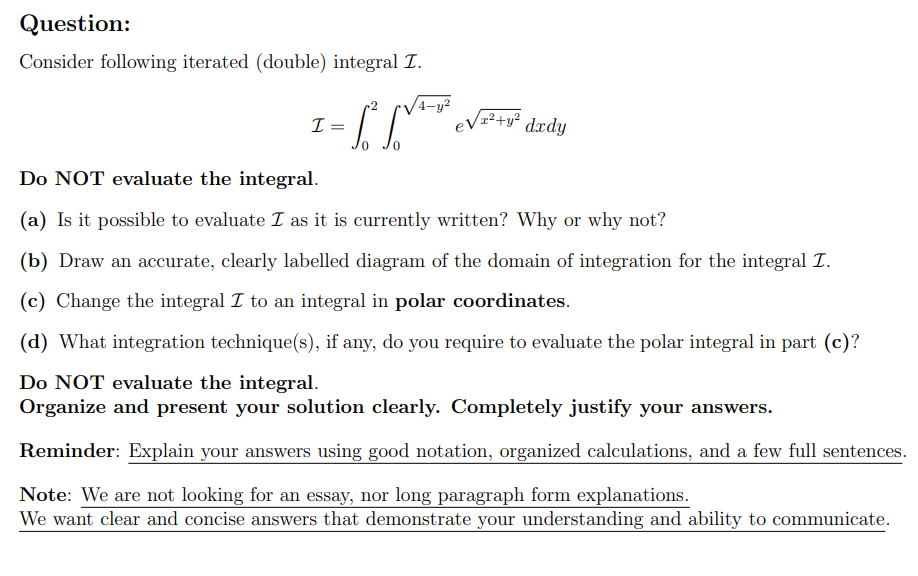 Solved Question: Consider following iterated (double) | Chegg.com