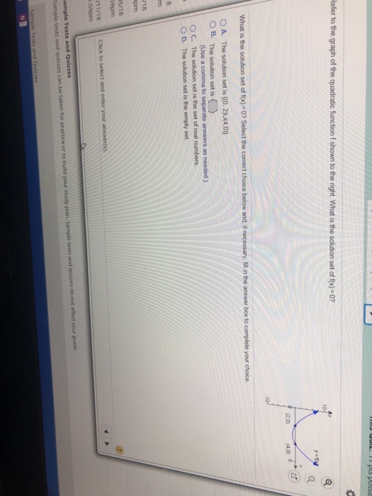 Solved efer to the graph of the quadratic function f shown | Chegg.com