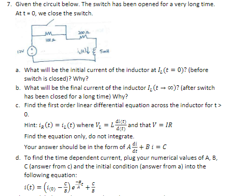 Solved a.What will be the initial current of the inductor | Chegg.com