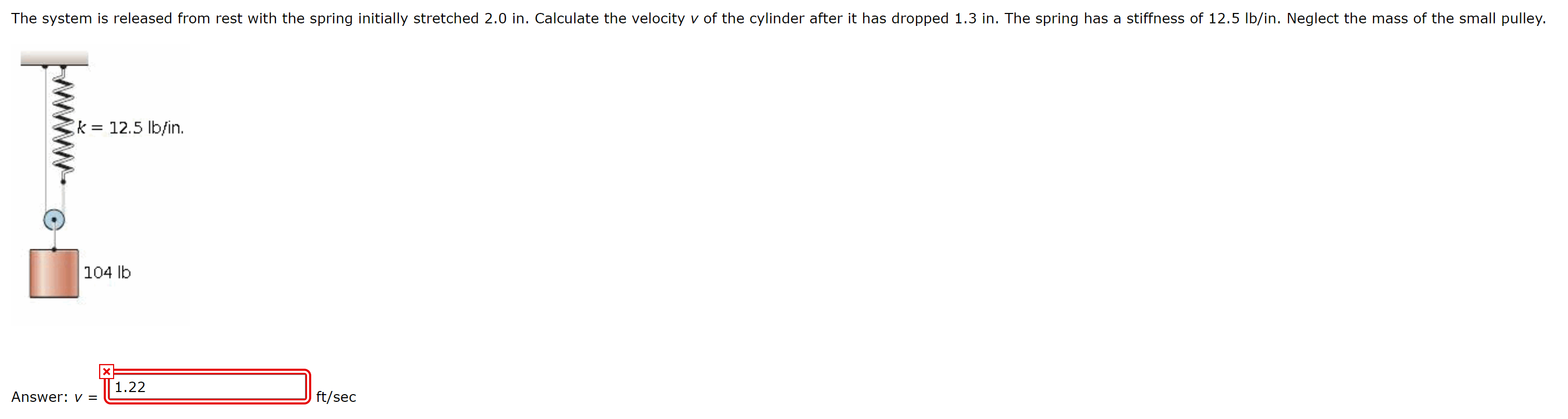 Solved The system is released from rest with the spring | Chegg.com