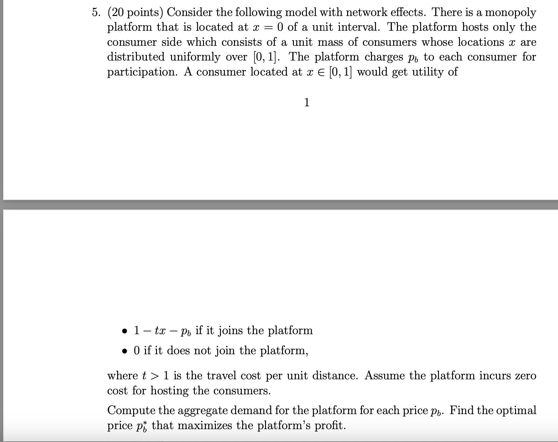Solved (20 ﻿points) ﻿Consider the following model with | Chegg.com