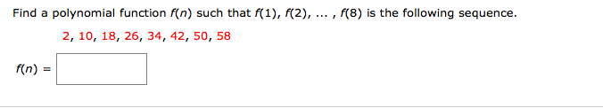 Solved Find a polynomial function f(n) such that f(1), f(2), | Chegg.com
