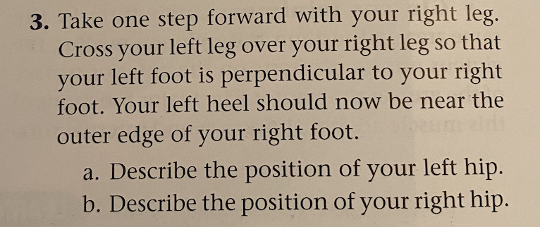 Solved Describe the position of the left and right hips. | Chegg.com