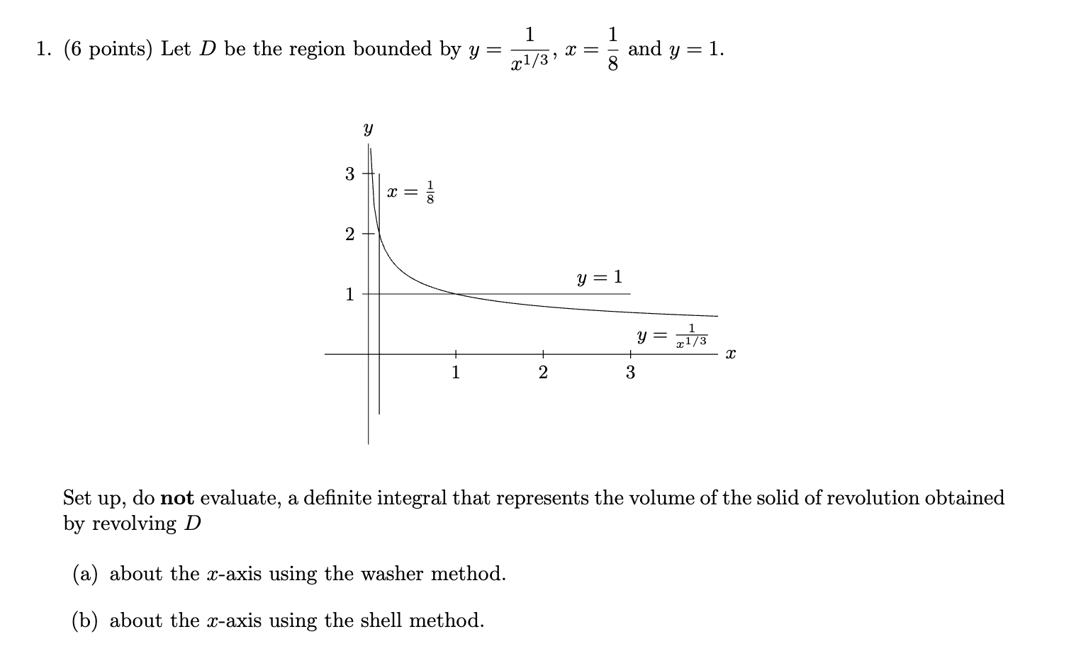 Solved 1. ( 6 points) Let D be the region bounded by | Chegg.com