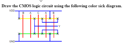 Solved Draw the CMOS logic circuit using the following color | Chegg.com