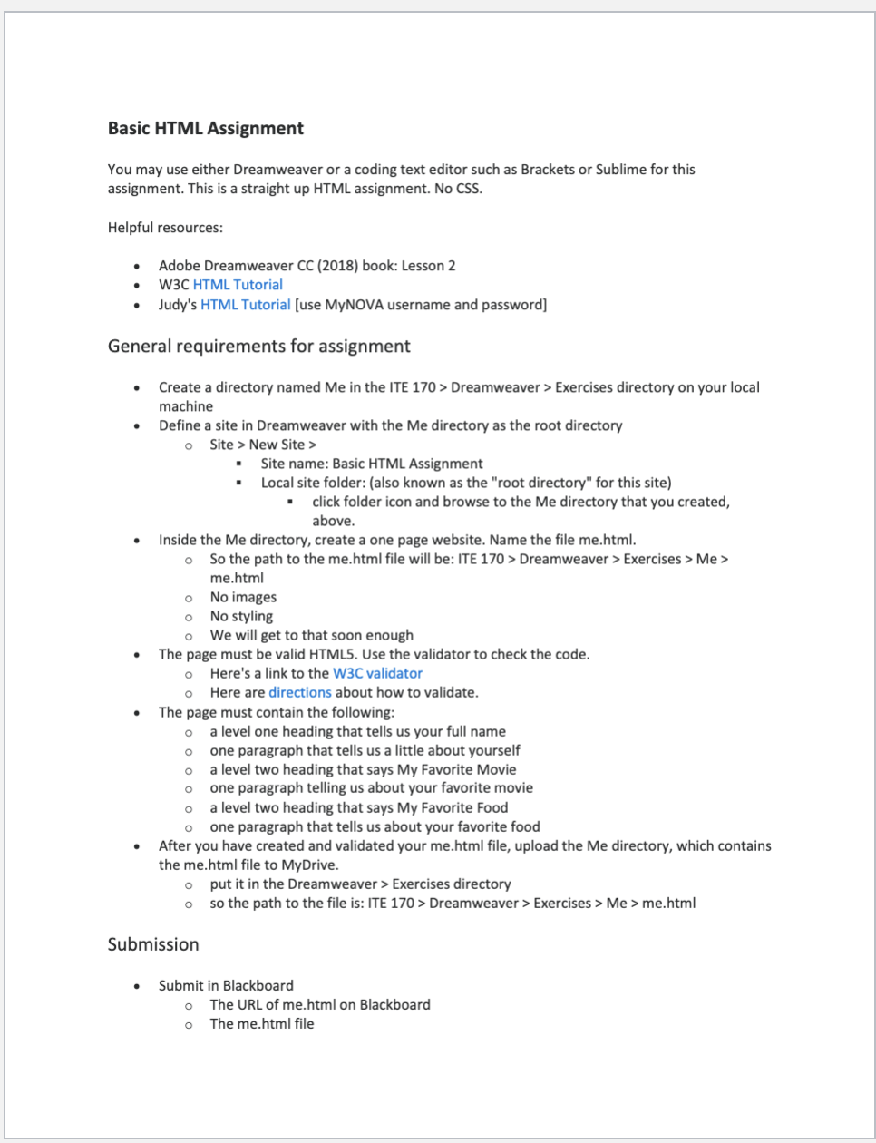 Solved Directions Complete this assignment: HTML Basics | Chegg.com