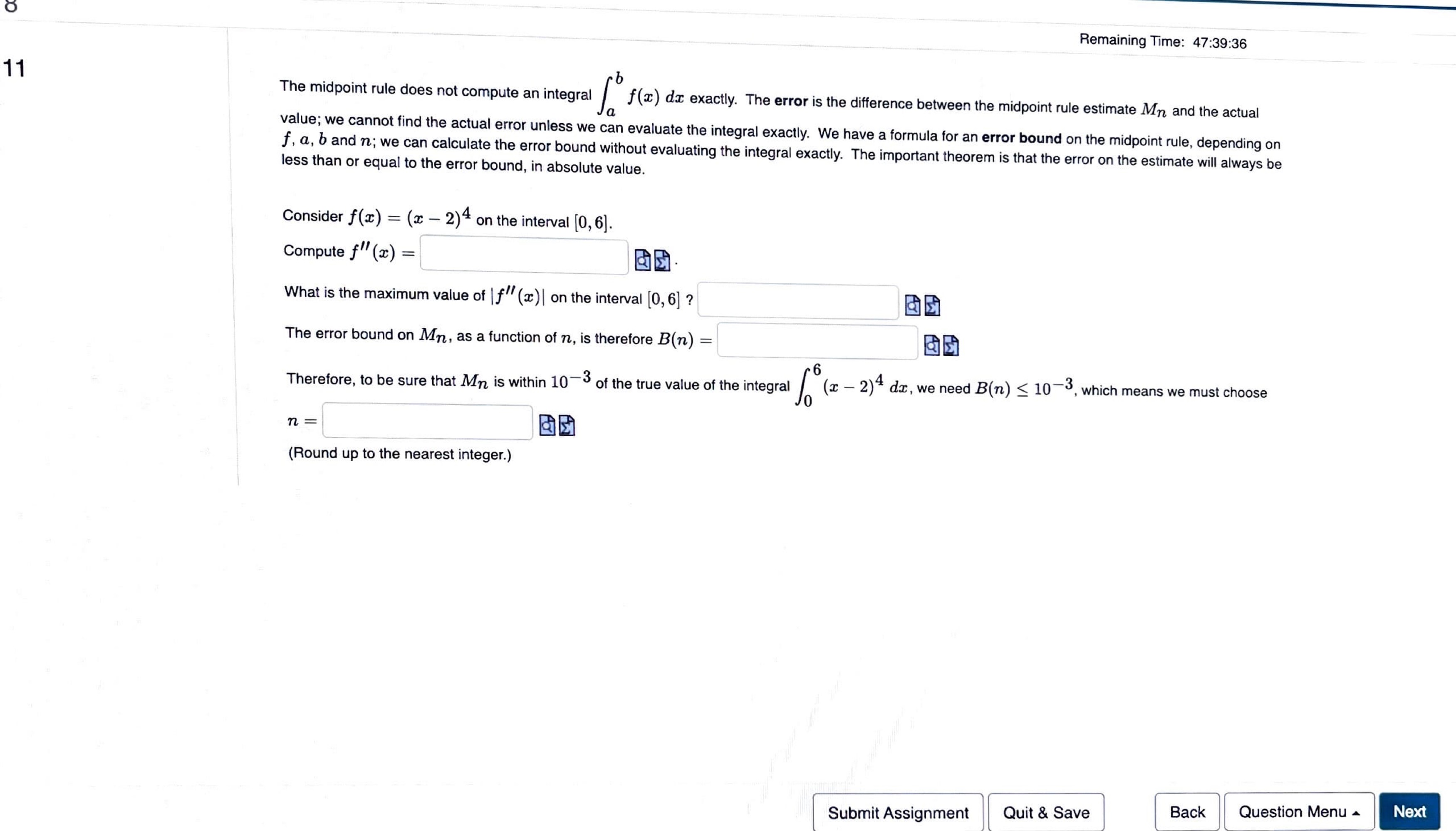 Solved The midpoint rule does not compute an integral | Chegg.com
