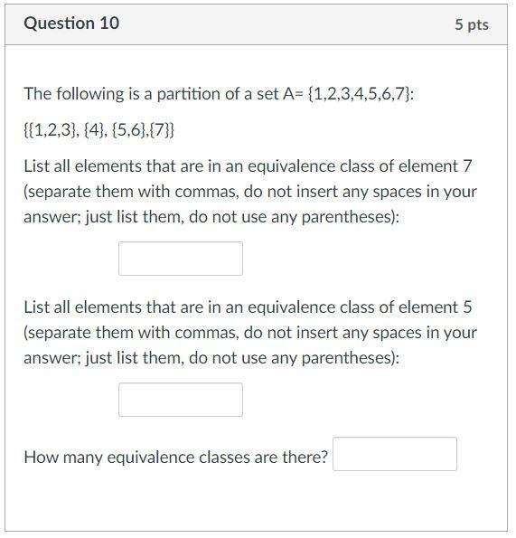 Solved Question 10 5 pts The following is a partition of a | Chegg.com