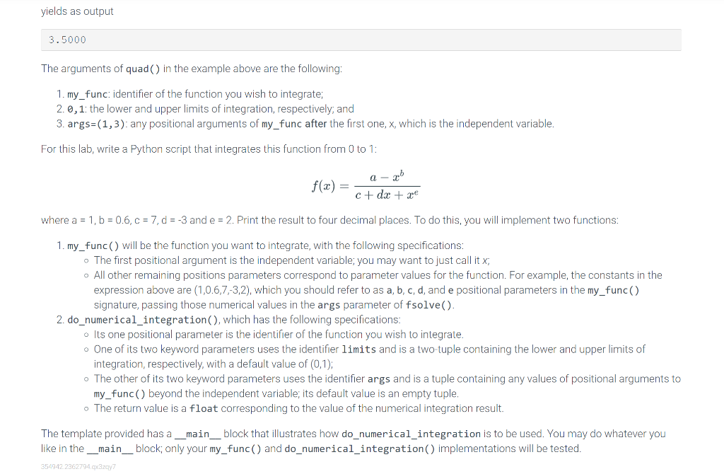 Solved 8.13 LAB: Scipy: Numerical integration The | Chegg.com
