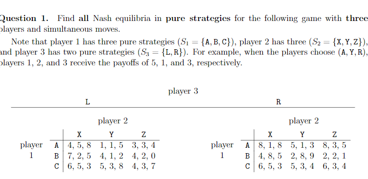 Solved Question 1. Find all Nash equilibria in pure | Chegg.com