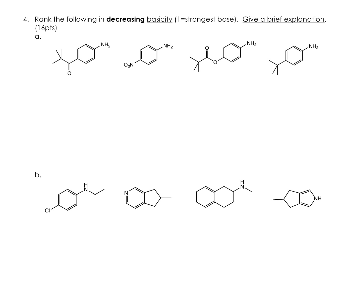 Solved Rank the following in decreasing basicity ( 1= | Chegg.com