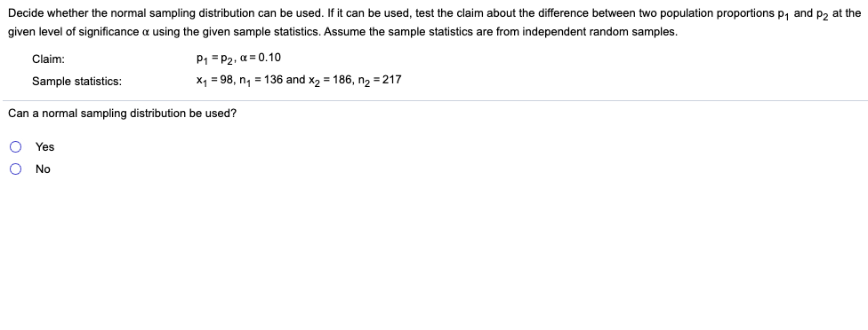 Solved Decide whether the normal sampling distribution can | Chegg.com