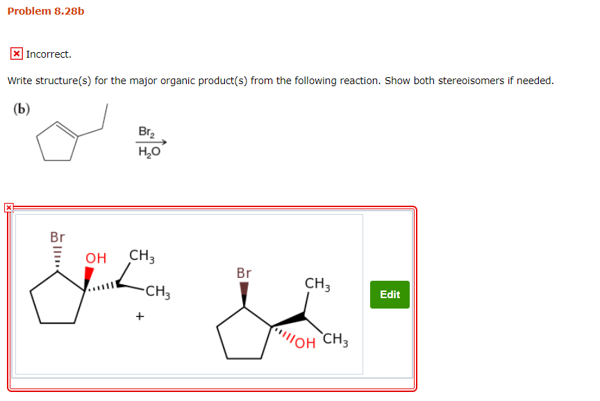 Solved Problem 8,28b [۷] Incorrect. Write structure(s) for | Chegg.com