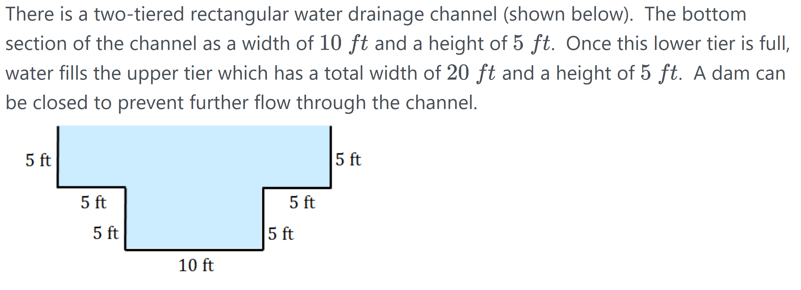 Solved There is a two-tiered rectangular water drainage | Chegg.com