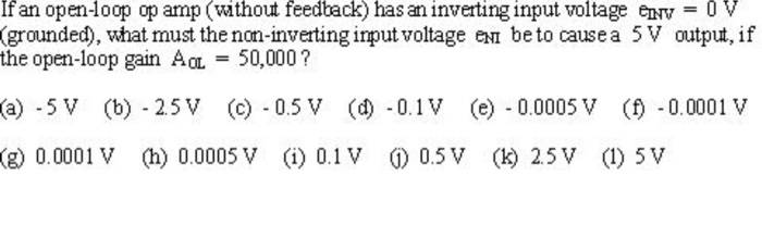 Solved If an open-loop op amp (without feedback) has an | Chegg.com