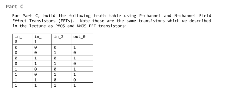 Solved For Part C, build the following truth table using | Chegg.com