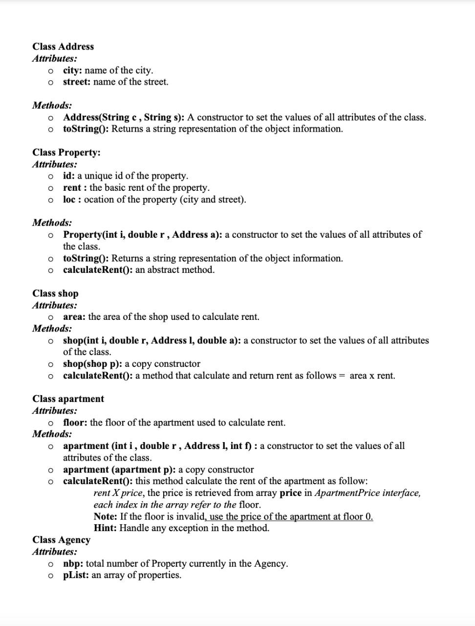 Complete following java classes Skelton | Chegg.com