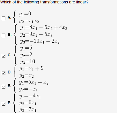 Solved Which of the following transformations are linear? | Chegg.com