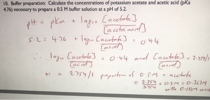 Solved Buffer preparation: Calculate the concentrations of | Chegg.com