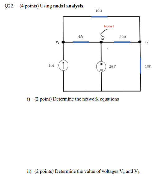 Solved Q22. (4 points) Using nodal analysis. 10n Node 3 4n | Chegg.com