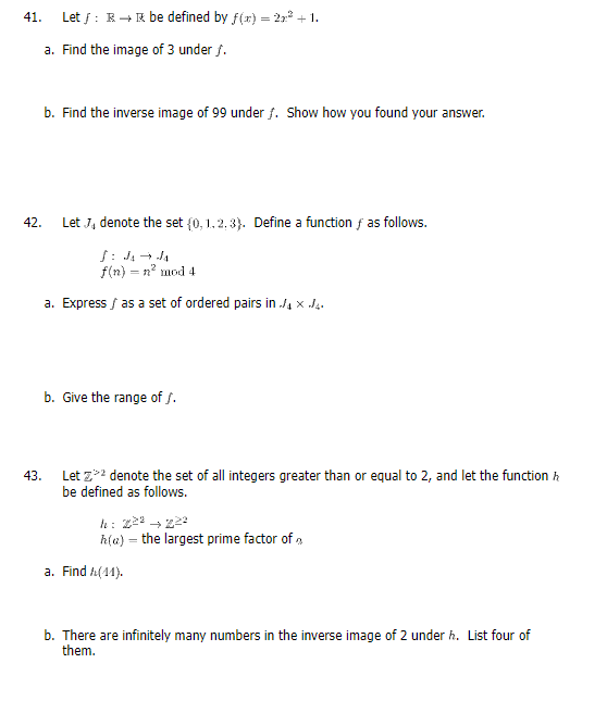 Solved Let f:R→E ﻿be defined by f(x)=2x2+1. ﻿Let | Chegg.com