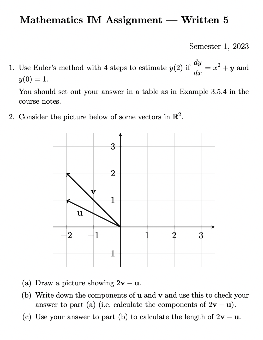 Mathematics IM Assignment - Written 5 Semester 1, | Chegg.com