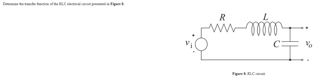 Solved Determine the transfer function of the RLC electrical | Chegg.com