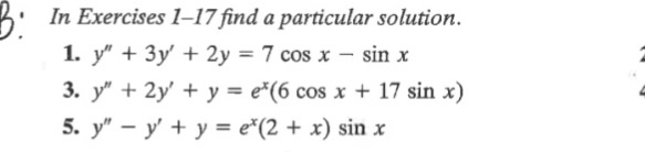 Solved 'In Exercises 1-17 find a particular solution. 1.y" + | Chegg.com