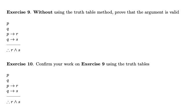 Solved Exercise 9. Without using the truth table method, | Chegg.com