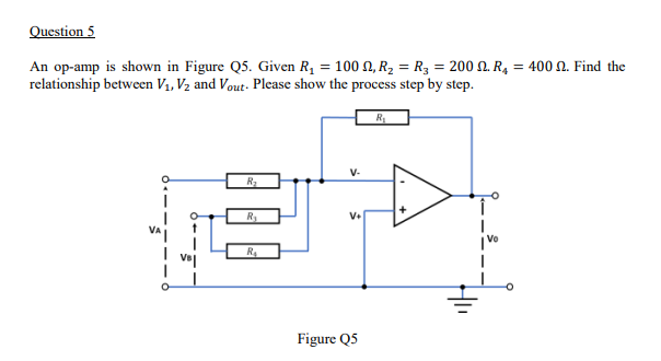 Solved An op-amp is shown in Figure Q5. Given | Chegg.com