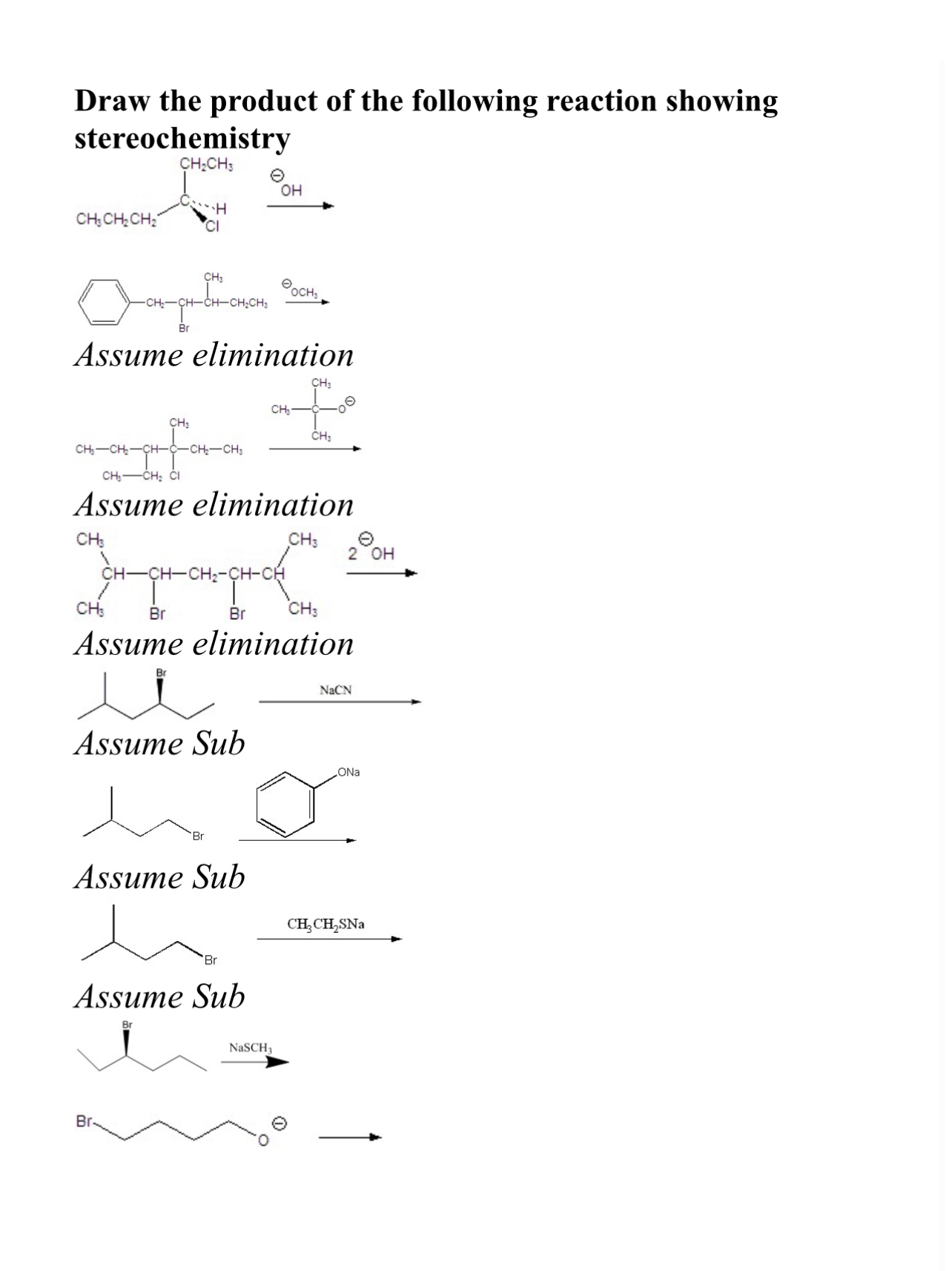 Solved Draw the product of the following reaction showing | Chegg.com