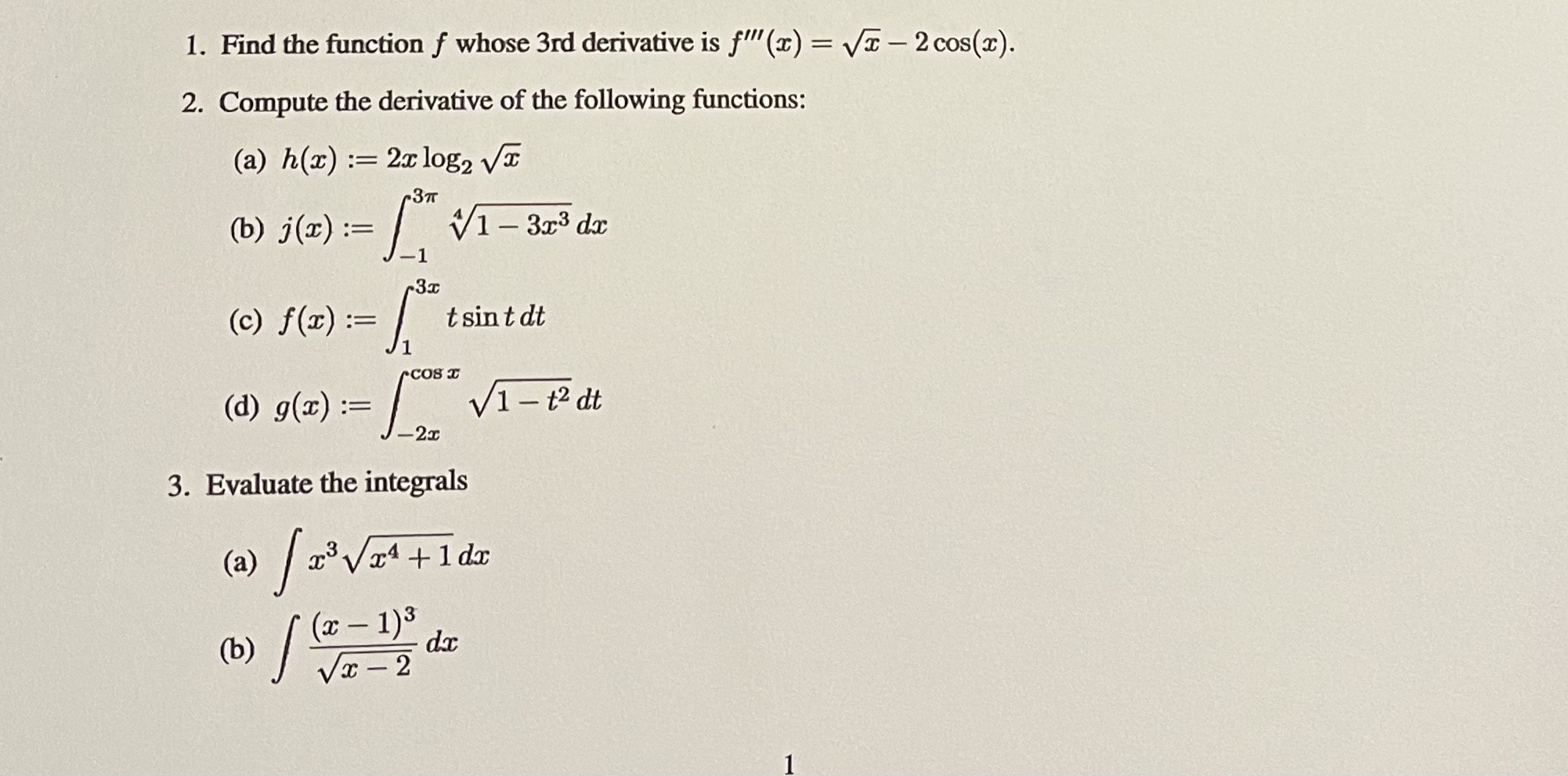 Solved 1. Find the function f whose 3r rd derivative is | Chegg.com | Chegg.com