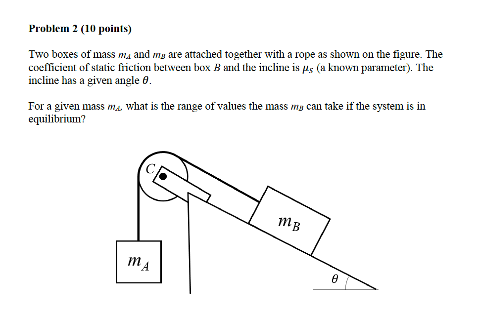 Solved Problem 2 (10 points) Two boxes of mass ma and mb are | Chegg.com