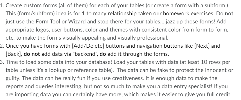 1. Create custom forms (all of them) for each of your | Chegg.com