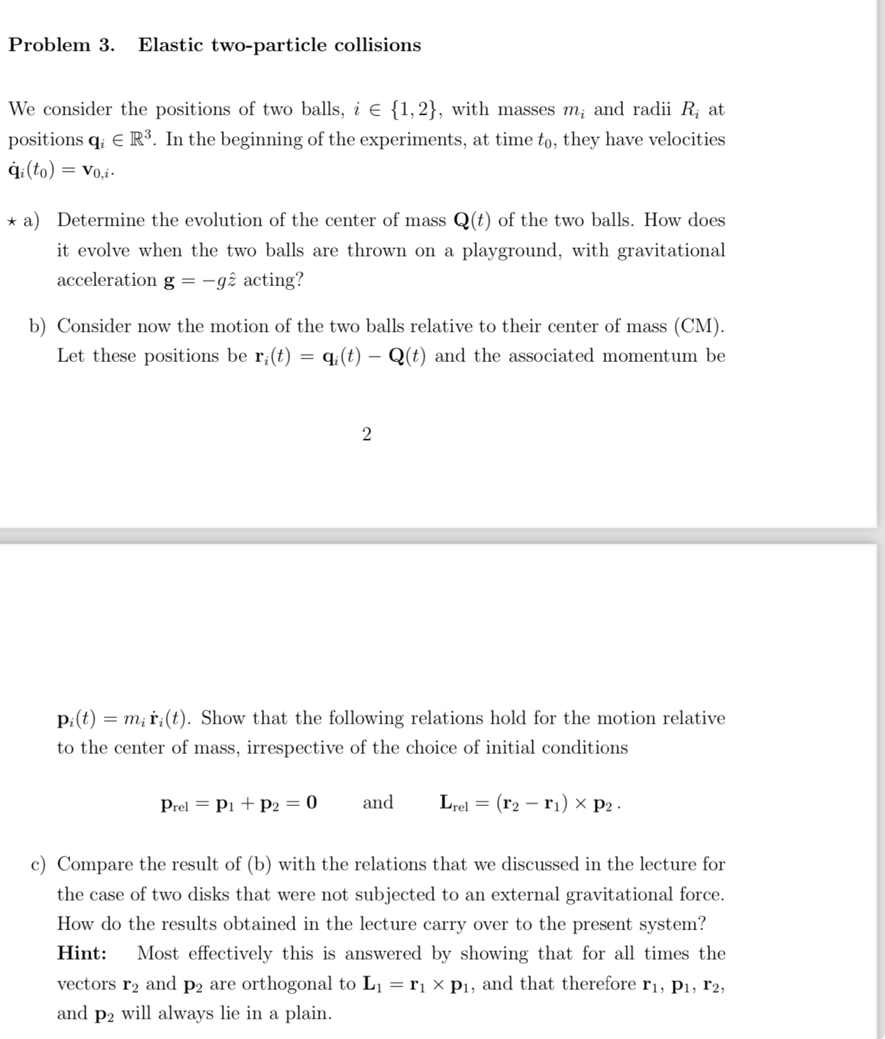 Solved Problem 3. Elastic two-particle collisions We | Chegg.com