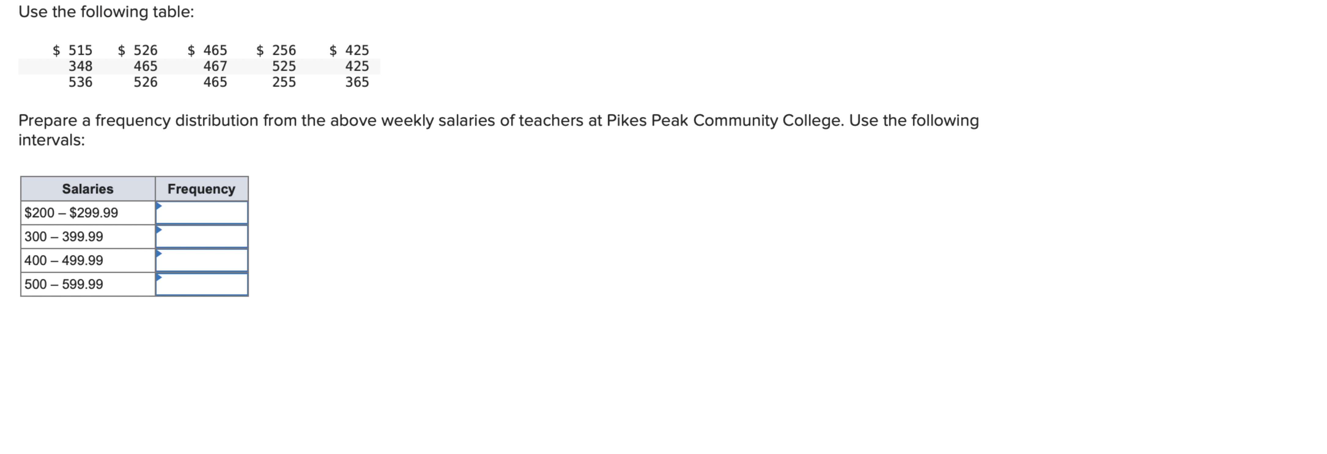 Solved Use the following table:Prepare a frequency | Chegg.com